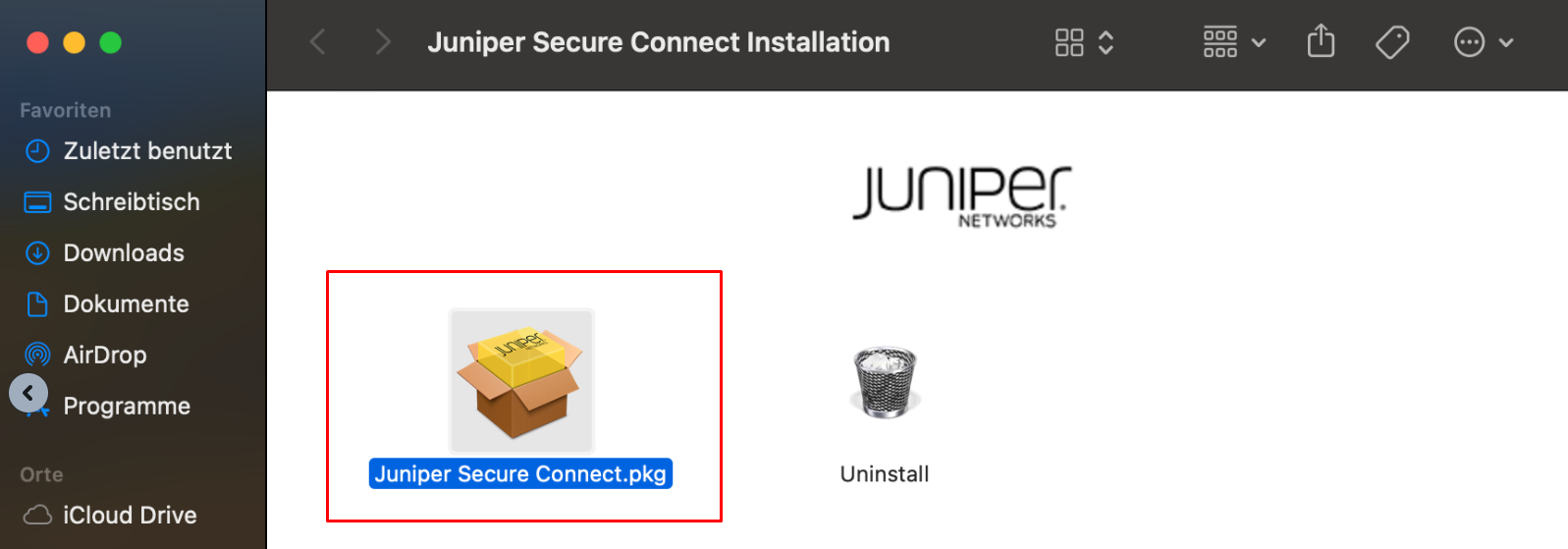 SRV: Einrichtung Juniper Secure Connect