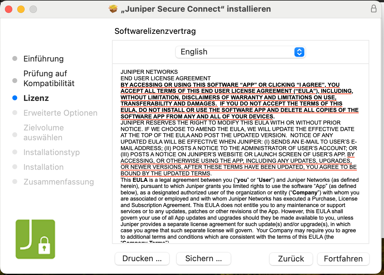 SRV: Einrichtung Juniper Secure Connect
